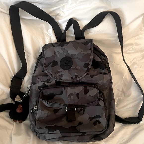 Kipling | Bags | Kipling Queenie Camo Fog Black Gray Mini Backpack ...